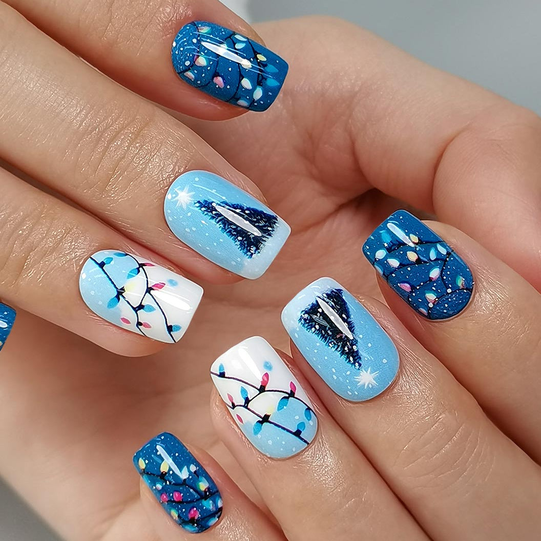 Nail Art Ideas DuckbillBlue Medium Glossy Press On Nails – CurvLife