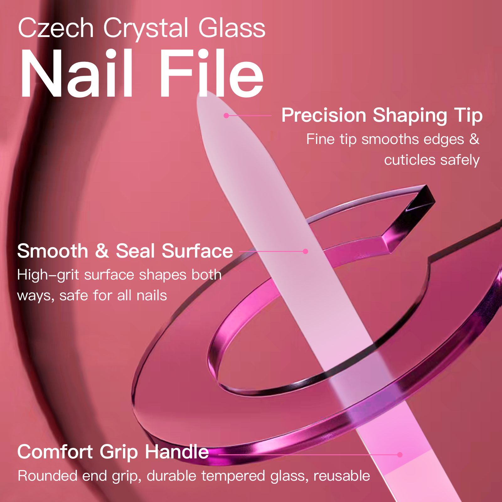 Gentle Glass Nail File for Natural Nails– Crystal Nano Filer, Smooth ...