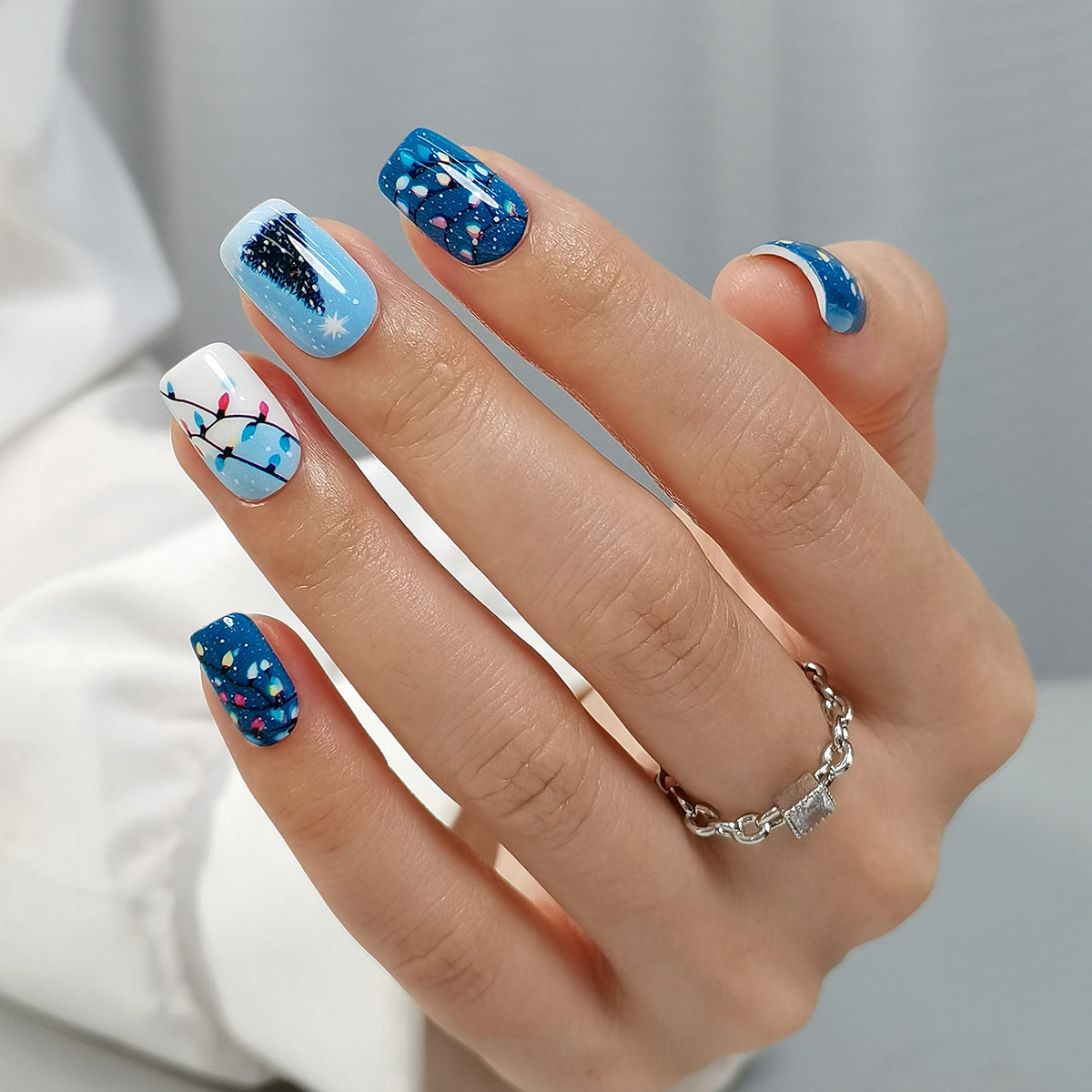 Nail Art Ideas DuckbillBlue Medium Glossy Press On Nails – CurvLife