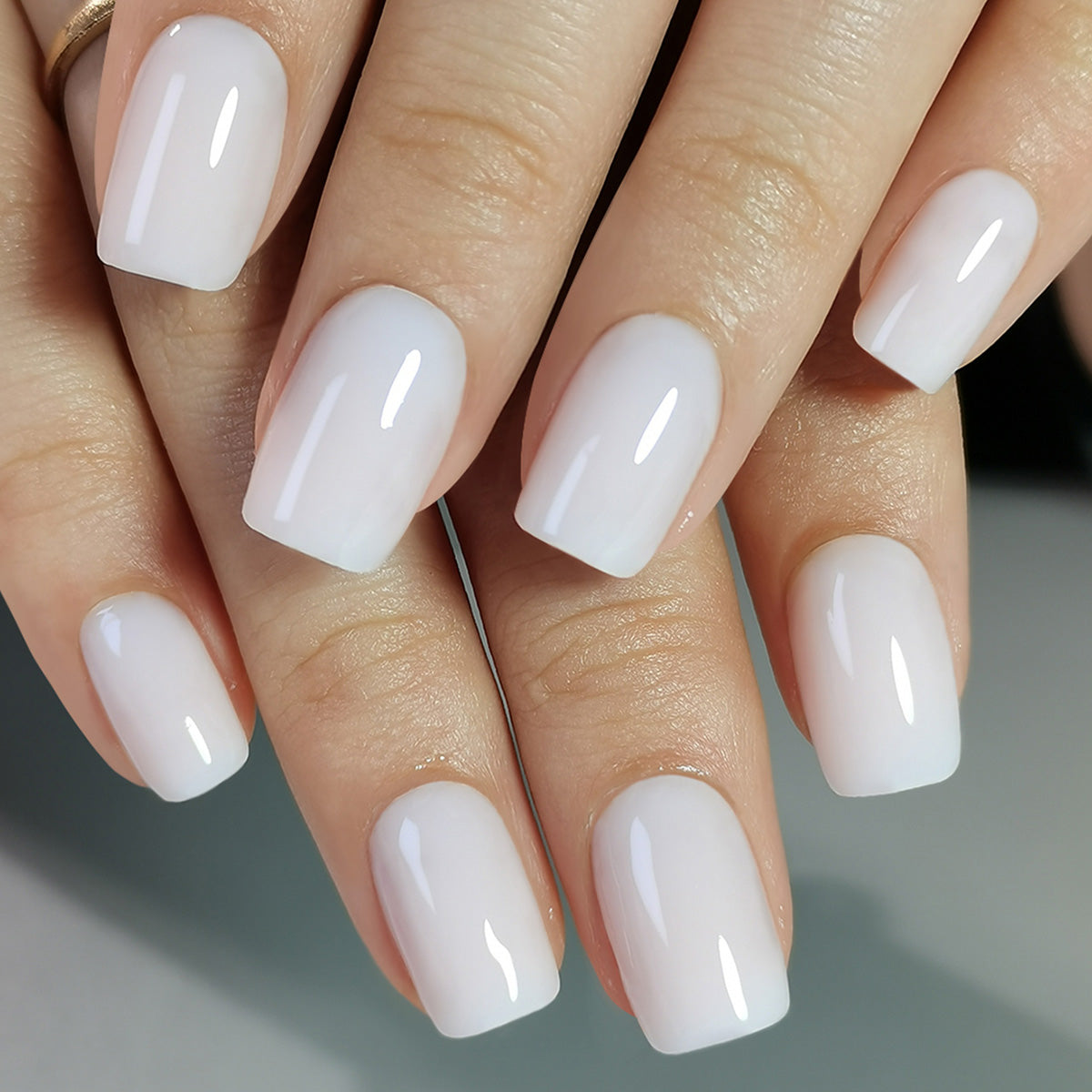 Squoval White Medium Glossy Press On Nails – CurvLife