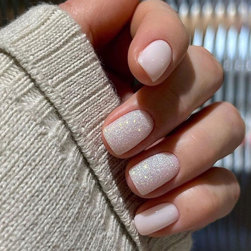 Nails Art Ideas Glitter Pink Short Solid Colors Squoval wk26hot_press ...