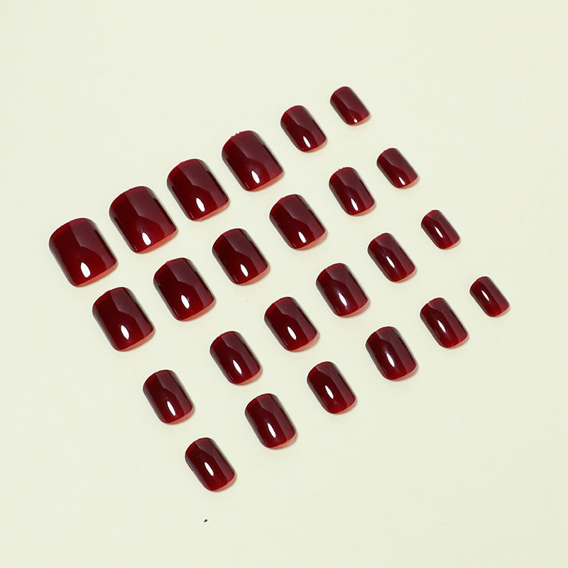 Nail Art Ideas Square Red Short Glossy Press On Nails – CurvLife