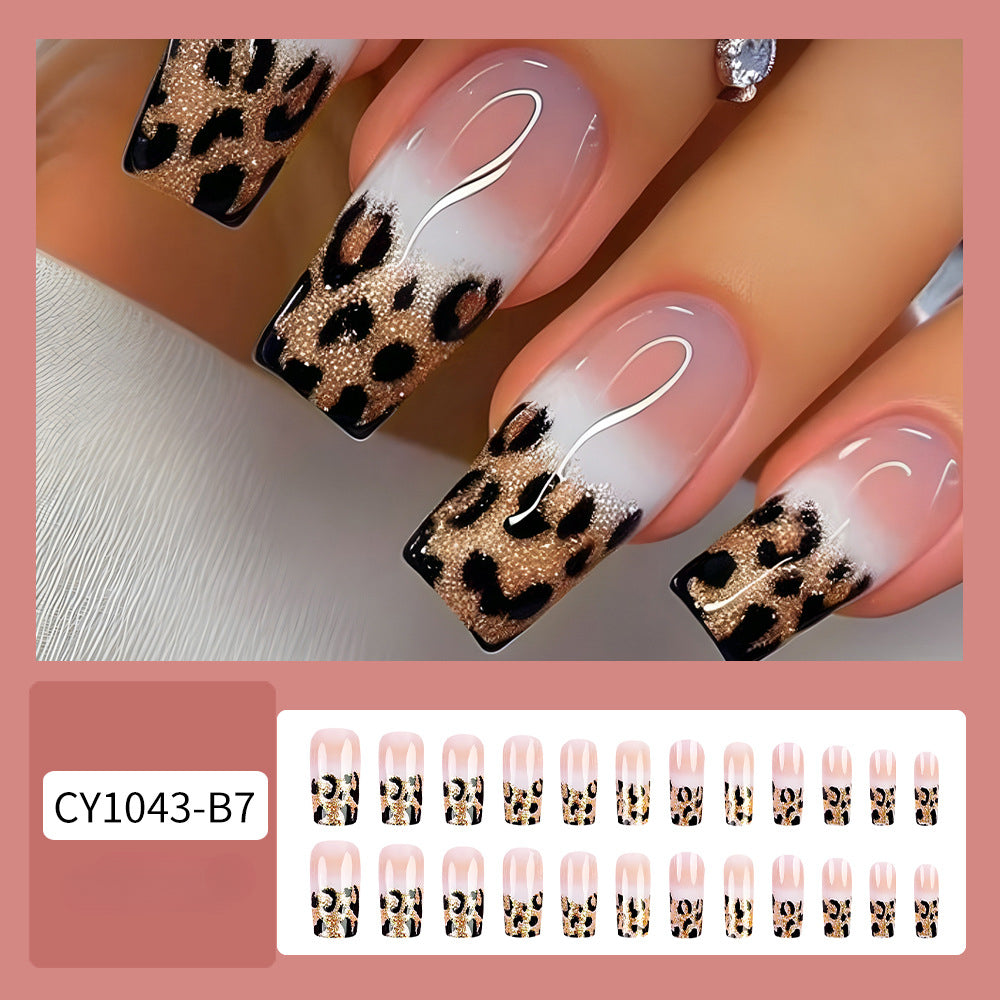 Nail Art Ideas Coffin Brown fall Patterns & Prints Leopard French Long ...