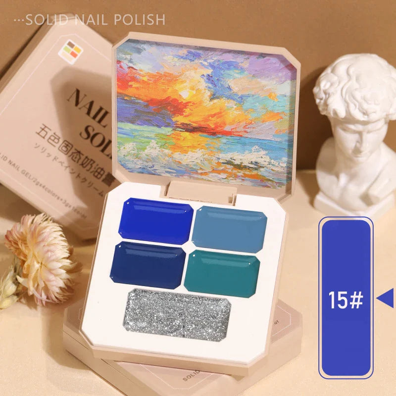 5 Color Solid Nail Gel New Nail Polish Plate Uv Mousse Cream Manicure ...