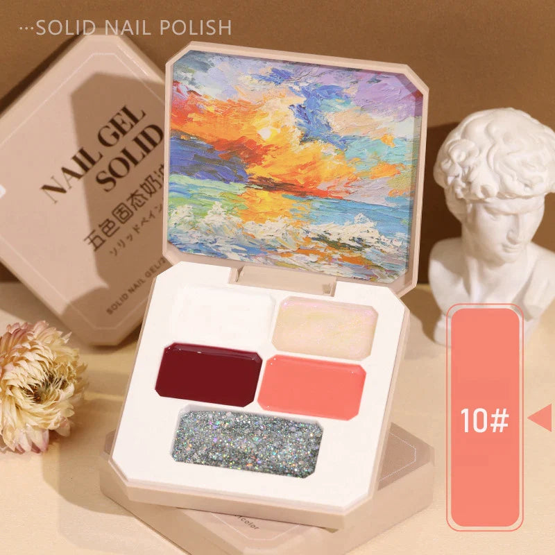 5 Color Solid Nail Gel New Nail Polish Plate Uv Mousse Cream Manicure ...