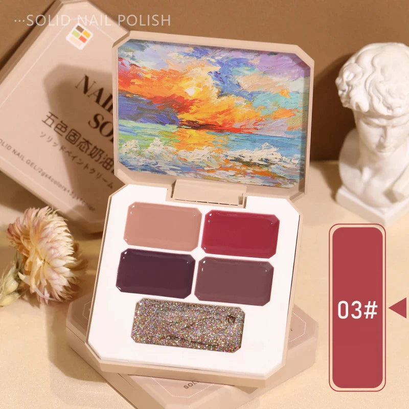 5 Color Solid Nail Gel New Nail Polish Plate Uv Mousse Cream Manicure ...