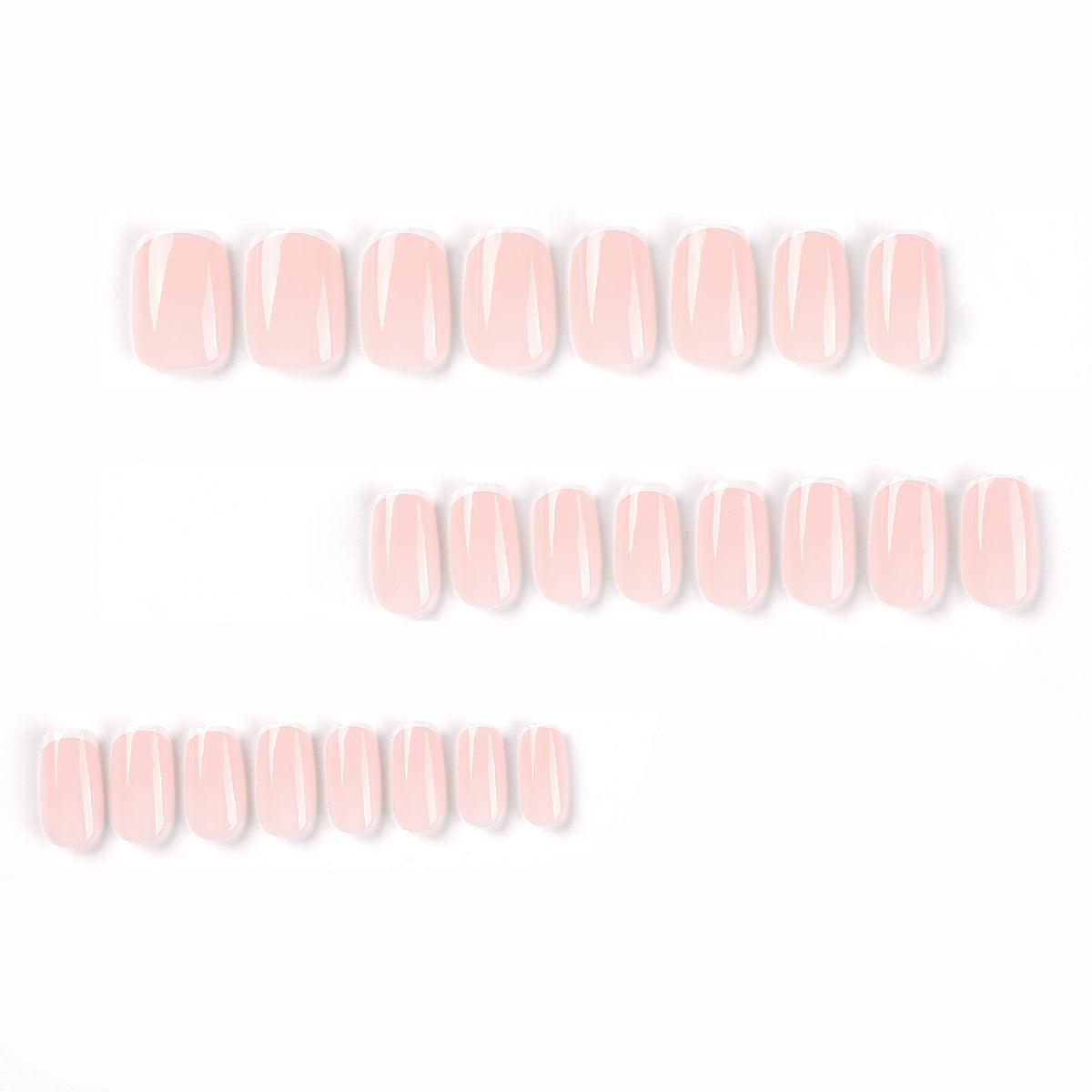 Nails Art Ideas French Pink Sheer Short Square Press On Nails JP2525 ...