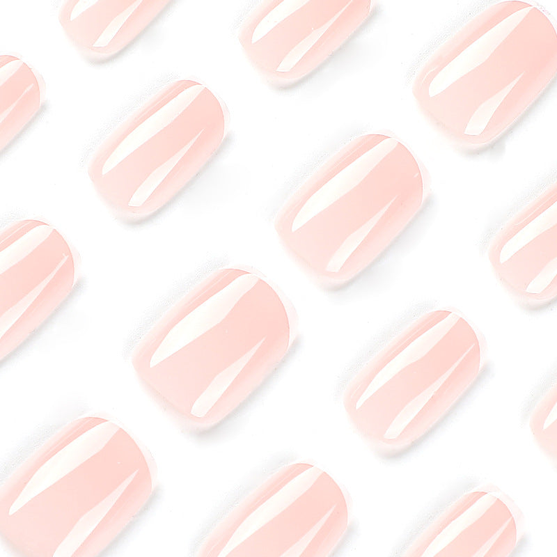 Nails Art Ideas French Pink Sheer Short Square Press On Nails JP2525 ...